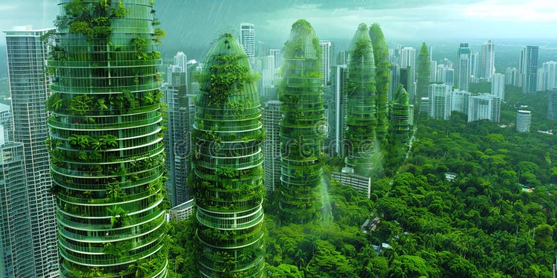 An Abandoned City, Absorbed in Jungle, in the Ra Stock Image - Image of ...