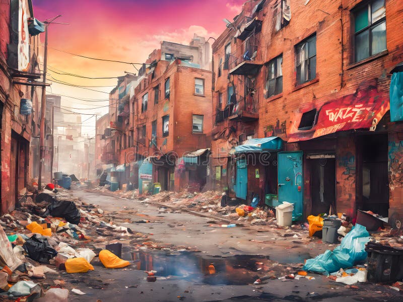 The Old City is Full of Garbage Stock Illustration - Illustration of ...