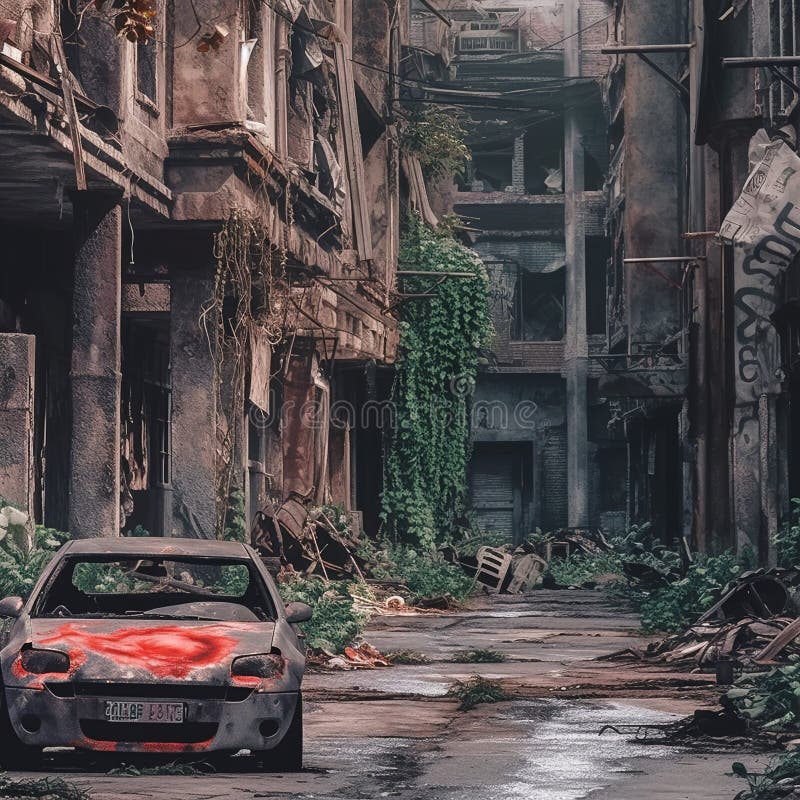 Abandoned City Where No People Lives Stock Illustration - Illustration ...