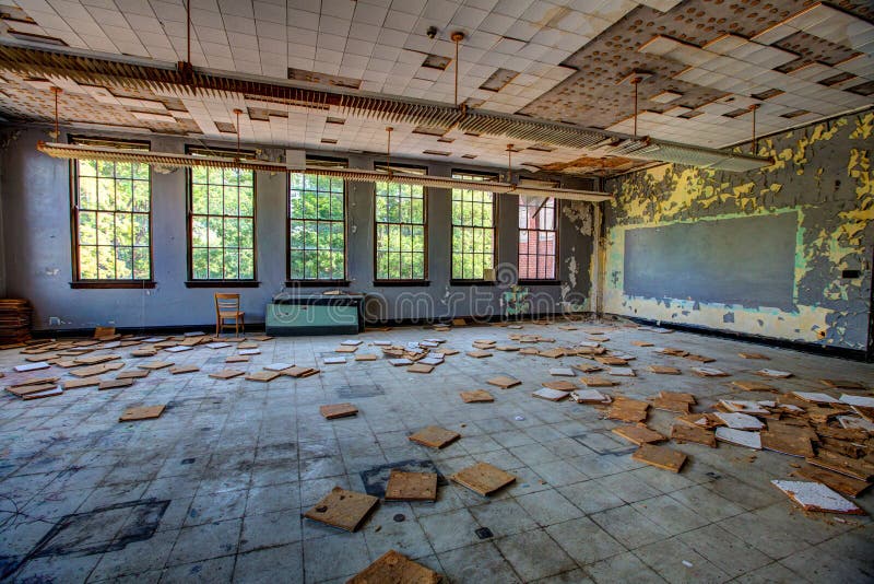 Abandoned classroom stock photo. Image of room, broken - 45708804
