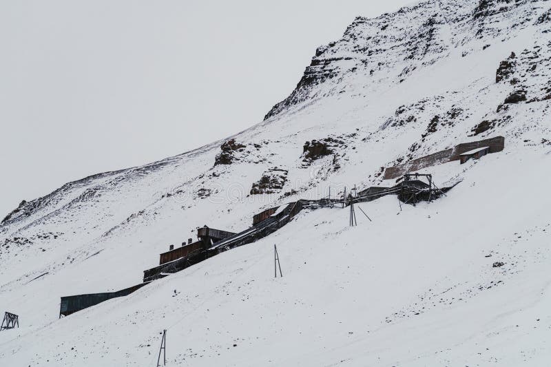 Abandoned Coal Mine on Mountainside in Longyearbyen, Svalbard in the ...