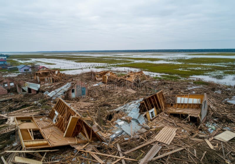 Abandoned Coastal Village Devastated by Natural Disaster Stock Photo ...