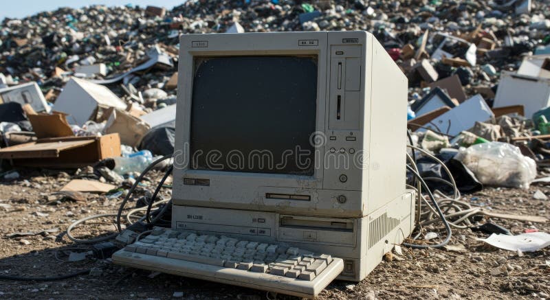 Abandoned Computer in Landfill Old Computer Discarded in a Landfill ...