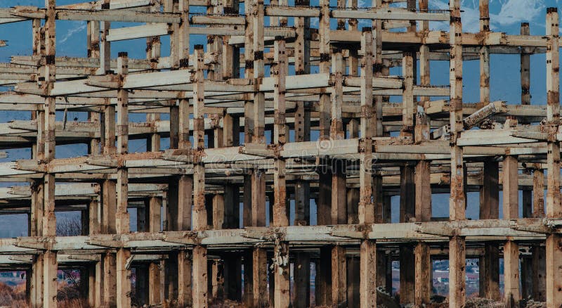 Abandoned Concrete Structure on Sky Background Stock Photo - Image of ...