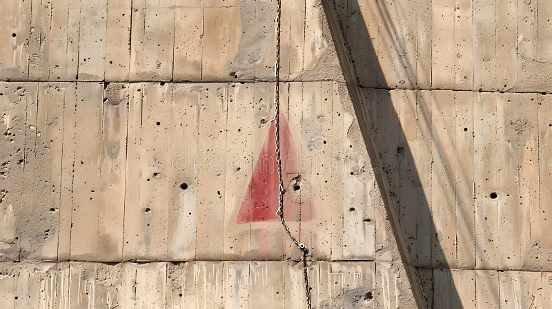 Abandoned Concrete Wall with an Abstract Pattern of a Crane Shadow and ...