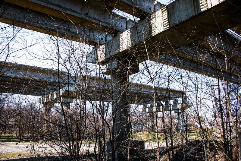 Abandoned Construction. Highway Overpass Construction. Stock Image ...