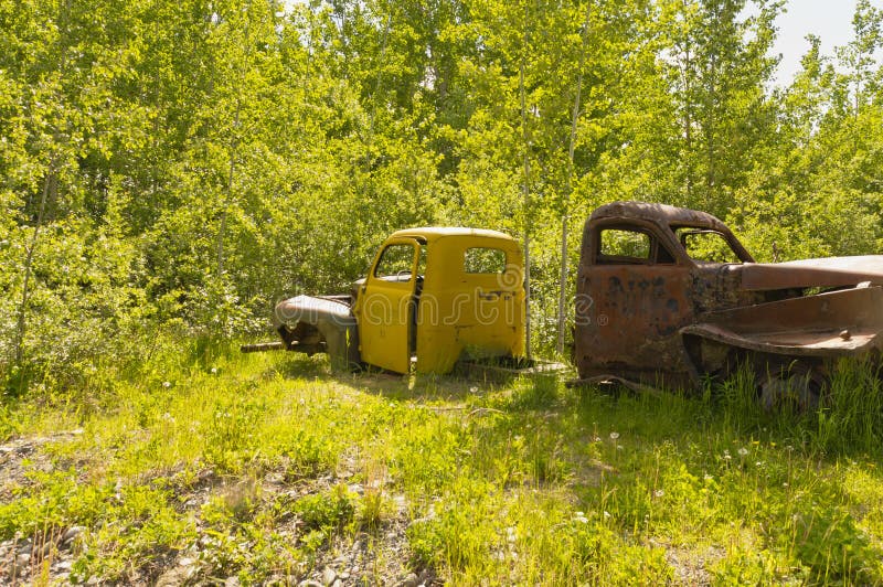 Abandoned Construction Vehicle in the Yukon Forest Stock Image - Image ...