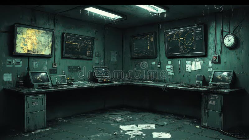 Abandoned Control Room, Digital Decay Stock Image - Image of computer, dystopian: 386965557