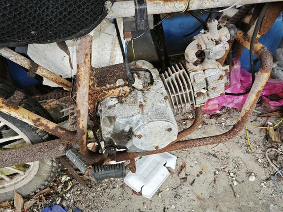 Abandoned Corroded Motorcycle in the Farm. Stock Photo - Image of iron ...