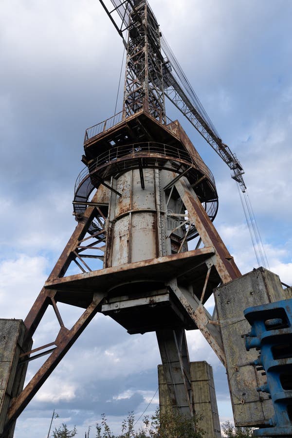 Abandoned Crane Structure Against a Dramatic Sky Stock Image - Image of support, rust: 348853567