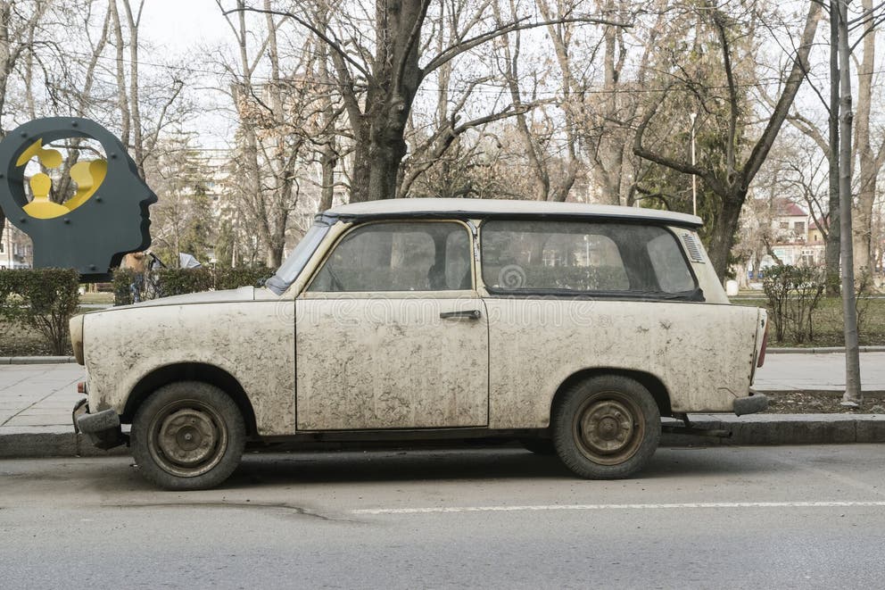 Abandoned Trabant car editorial stock photo. Image of damaged - 306914568