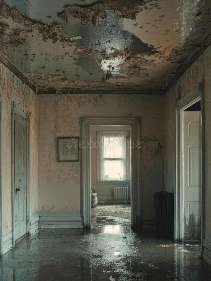 Abandoned, Decaying House Interior with Peeling Paint. Stock Image ...