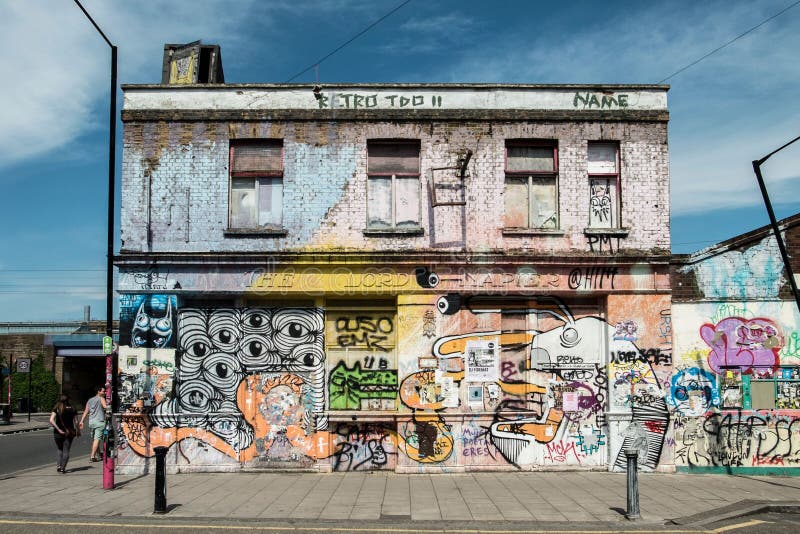 Abandoned Derelict Building in Hackney Wick with Graffiti Editorial ...