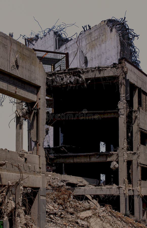 Abandoned Destroyed Building Stock Photo - Image of exterior, landscape ...