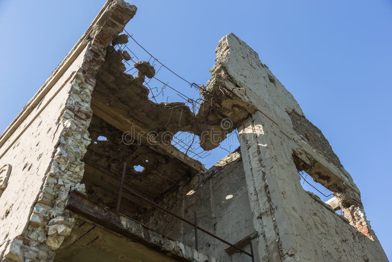 Abandoned Destroyed by the Explosion, Bombing and Shelling the ...