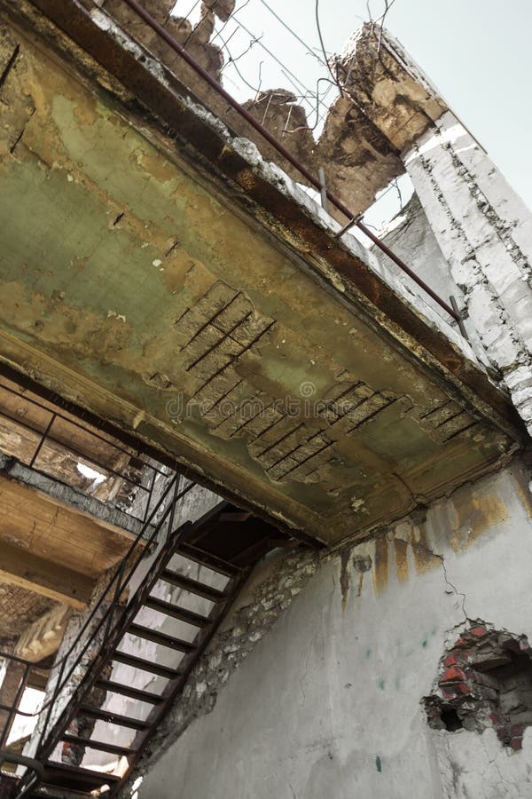 Abandoned Destroyed by the Explosion, Bombing and Shelling the ...