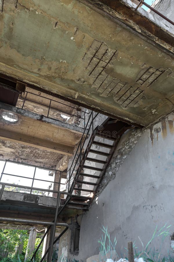 Abandoned Destroyed by the Explosion, Bombing and Shelling the ...