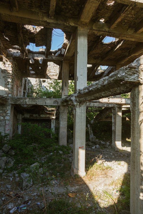 Abandoned Destroyed by the Explosion, Bombing and Shelling the ...