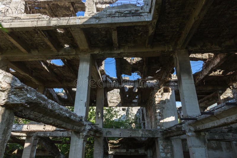 Abandoned Destroyed by the Explosion, Bombing and Shelling the ...