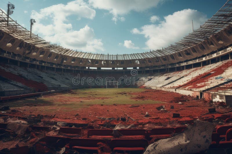 The Abandoned Destroyed Stadium Stock Image - Image of football, seat ...