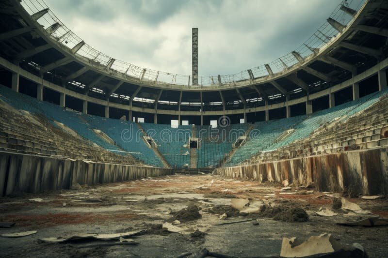 The Abandoned Destroyed Stadium Stock Image - Image of monument, place ...