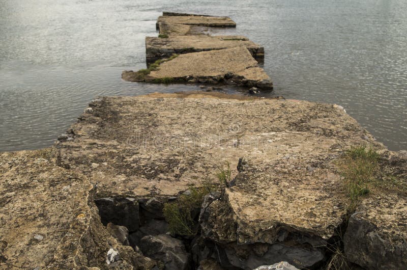 Abandoned and Destroyed Stone Containment Dock Stock Photo - Image of ...