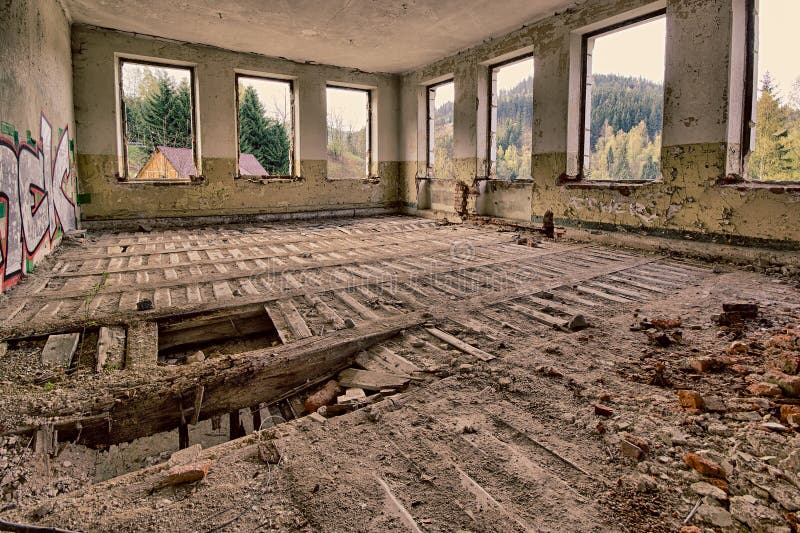 Abandoned devastated room stock image. Image of devastation - 92459937