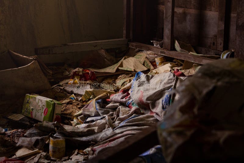 Abandoned and Dirty House Illuminated Stock Image - Image of structure ...