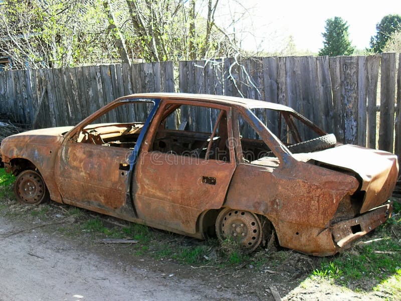 Abandoned Disassembled Rusted Passenger Car, on the Side of a Road ...