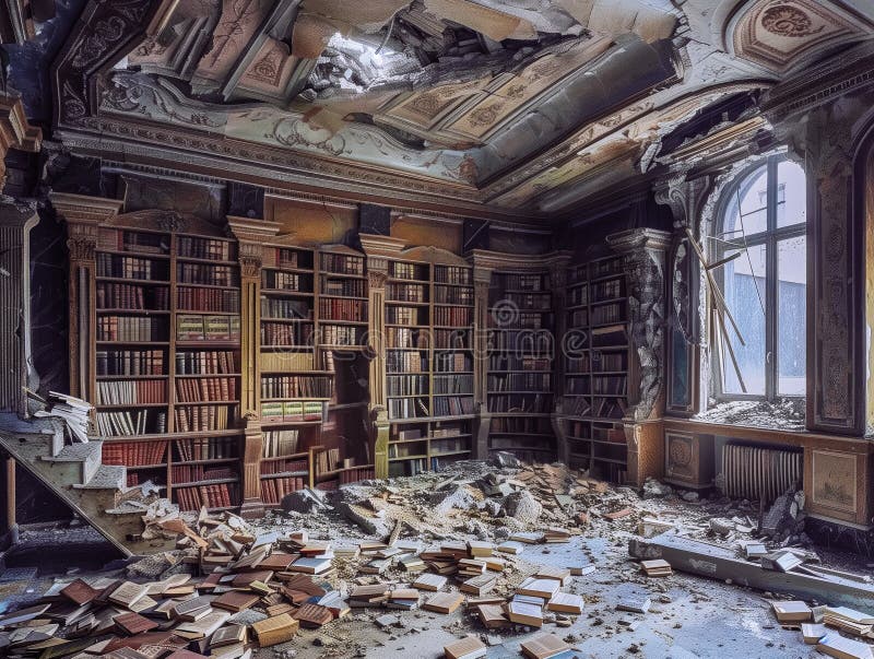 An Abandoned and Disorganized Library. Stock Image - Image of bookshop ...