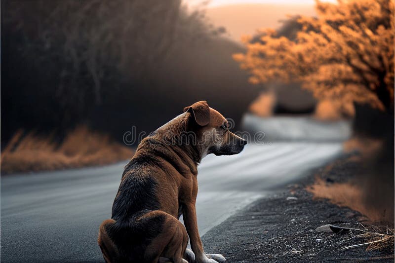 Abandoned Dog on the Road. Generative Ai Stock Illustration ...