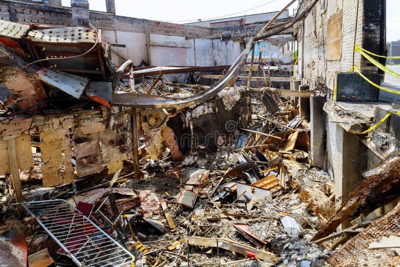 Abandoned in the Empty Building of the Frame of Damaged a Place on the ...