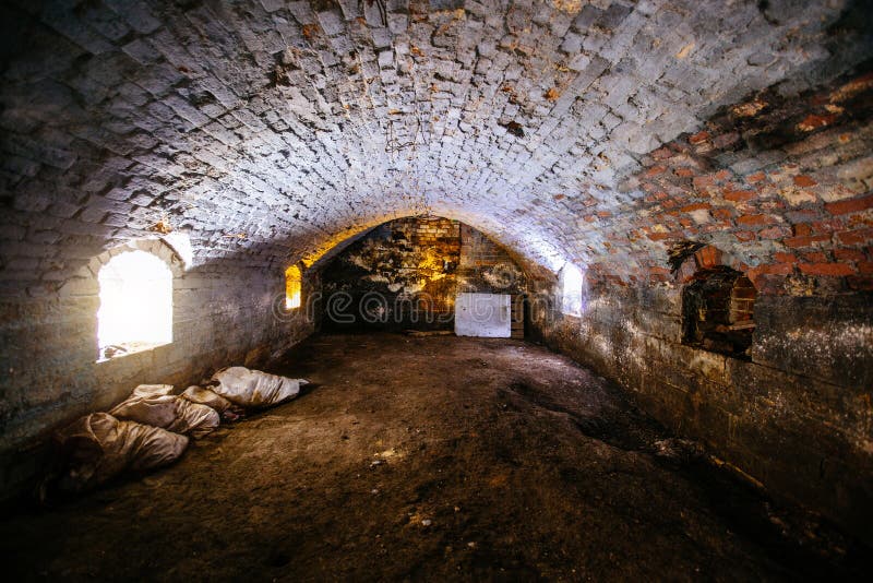 Abandoned Empty Old Dark Underground Vaulted Cellar Stock Image - Image ...