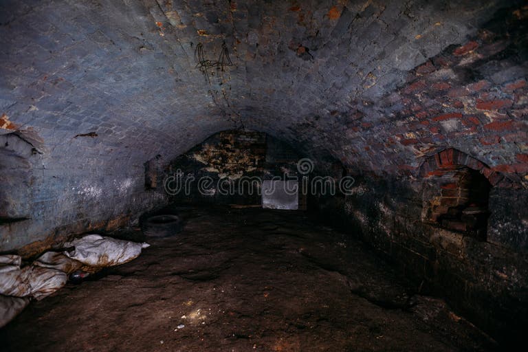 Abandoned Empty Old Dark Underground Vaulted Cellar Stock Image - Image ...