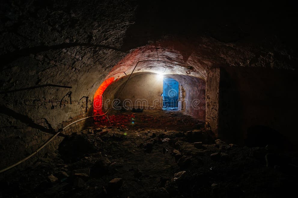 Abandoned Empty Old Dark Underground Vaulted Cellar Stock Image - Image ...