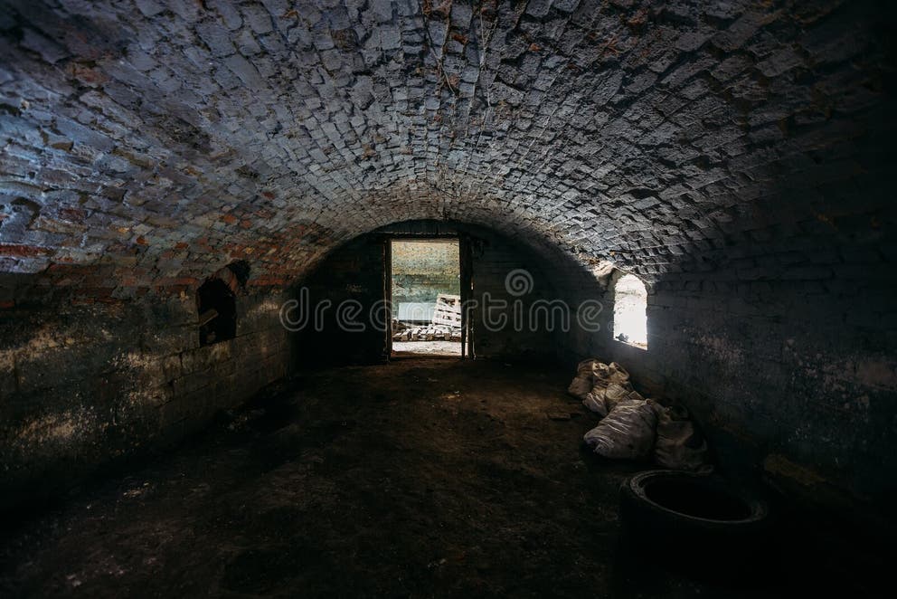 Abandoned Empty Old Dark Underground Vaulted Cellar Stock Image - Image ...