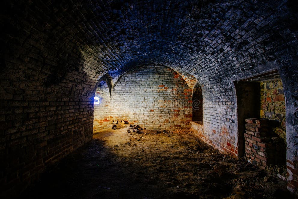 Abandoned Empty Old Dark Underground Vaulted Cellar Stock Photo - Image ...