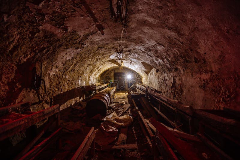 Abandoned Empty Old Dark Underground Vaulted Cellar Stock Photo - Image ...