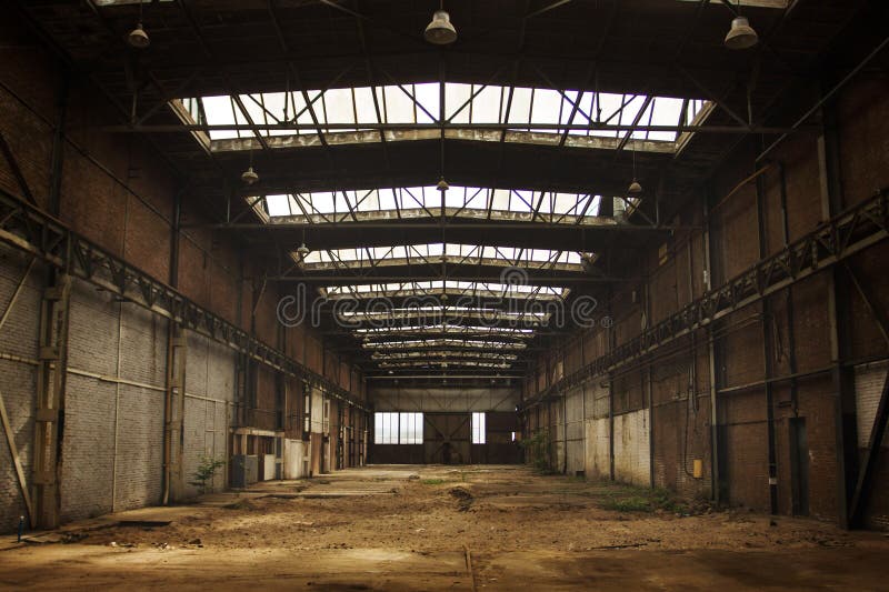 Abandoned Empty Old Factory Workshop Interior Stock Photo - Image of ...