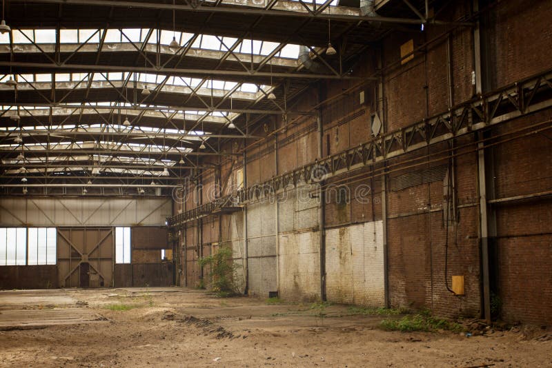 Abandoned Empty Old Factory Workshop Interior Stock Image - Image of ...