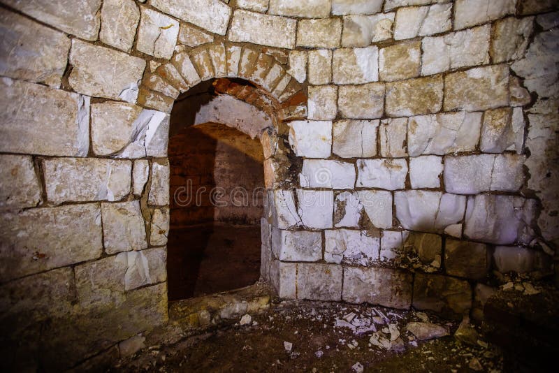Abandoned Empty Old Underground Round Cellar Under Rural House Stock ...