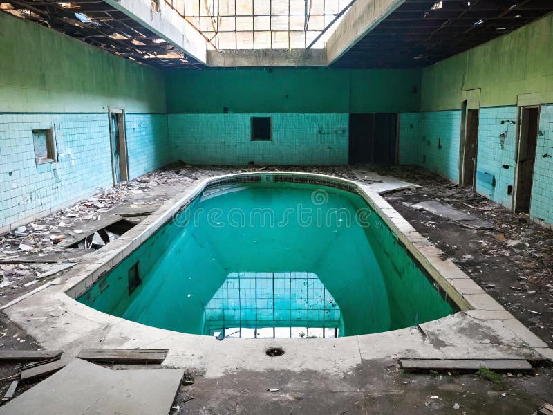 Abandoned Empty Pool at Abandoned Building Stock Illustration ...