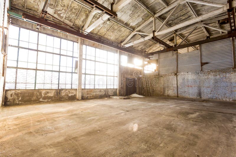 Abandoned Empty Room in an Old Factory Stock Photo - Image of interior ...