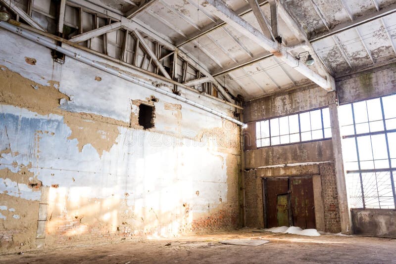 Abandoned Empty Room in an Old Factory Stock Image - Image of industry ...