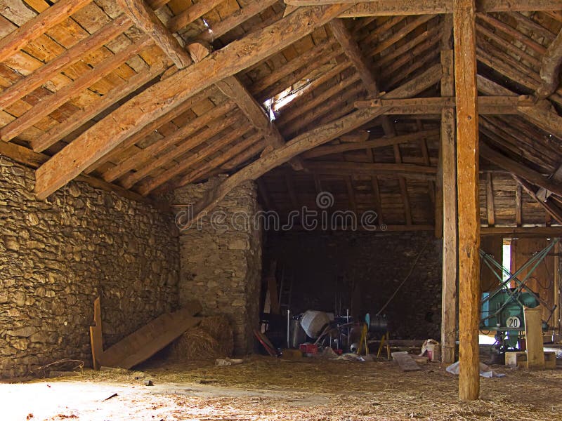 Rustic barn interior stock image. Image of rope, authentic - 1735147