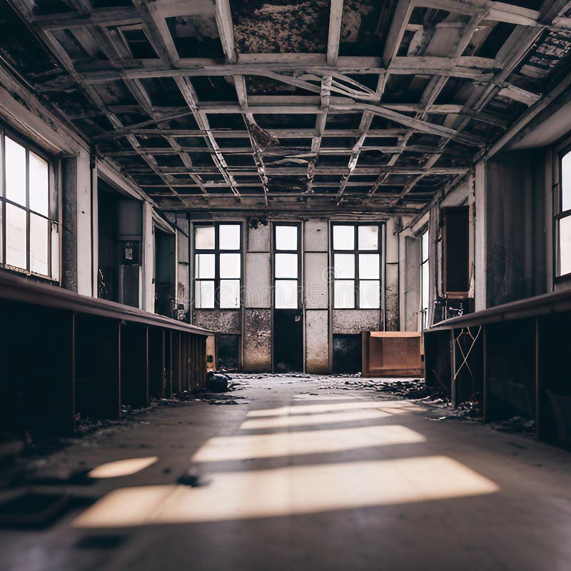 Abandoned Empty Warehouse and Garage, Created with Generative AI ...