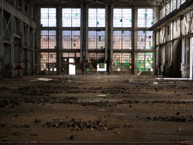 Abandoned Factory - Broken Windows Stock Photo - Image of urban, grey ...