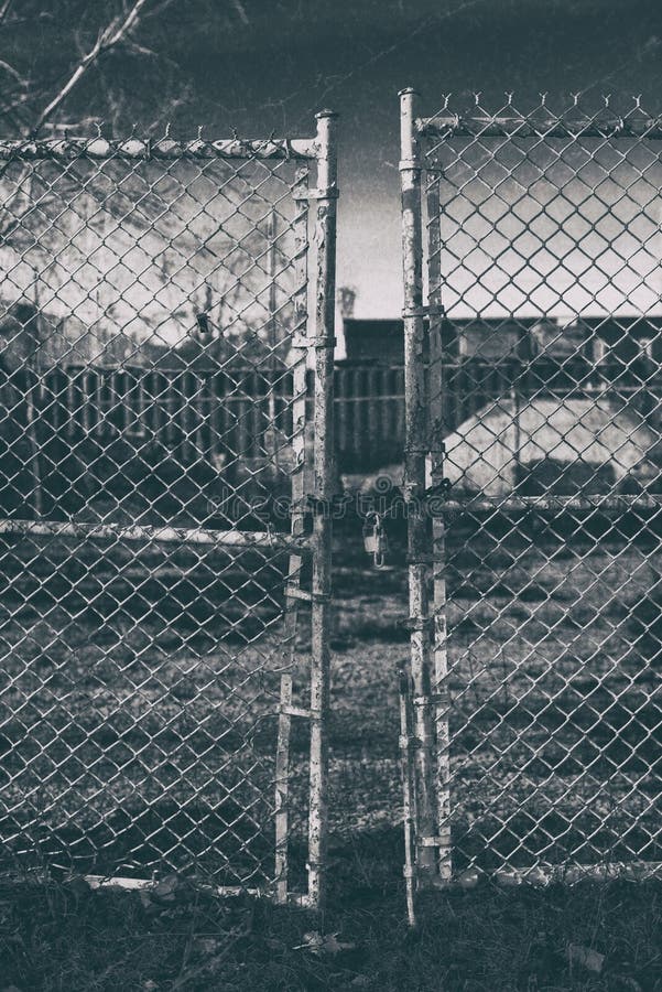 Abandoned Factory Locked Gate Stock Image - Image of background ...