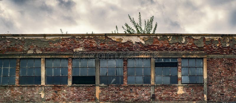 Abandoned Factory Warehouse with Broken Windows Stock Image - Image of ...