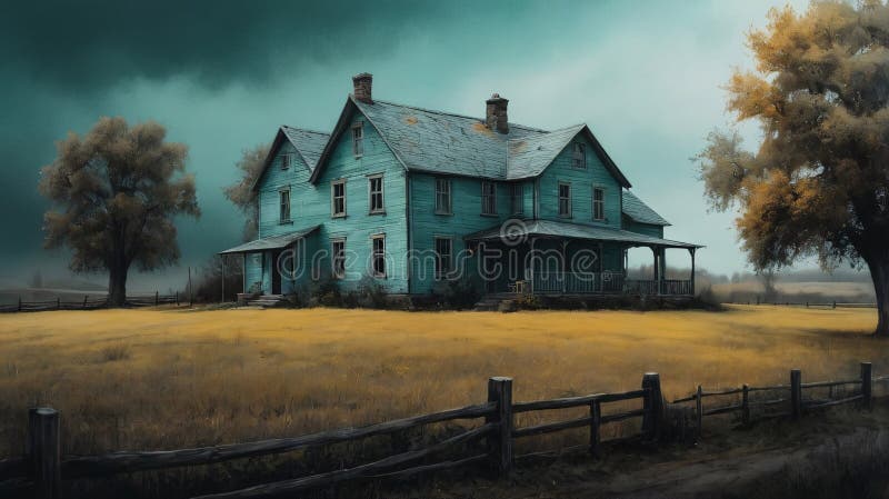 Rustic Farmhouse at Dusk Wallpaper Stock Photo - Image of vintage ...